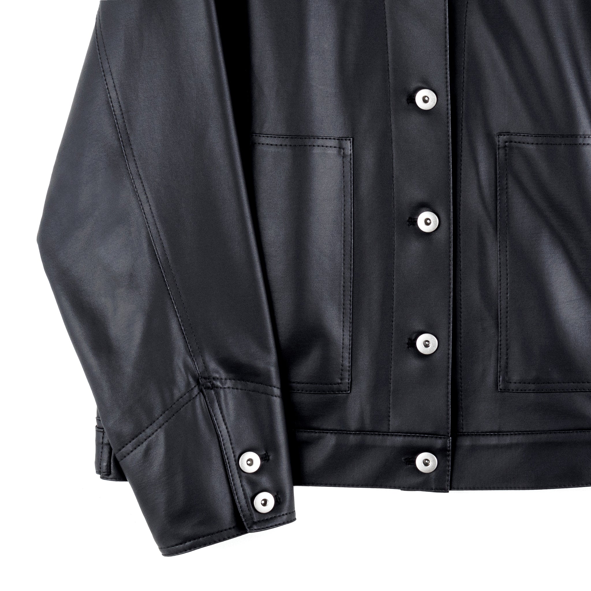 Liquid Leather™ Sheen Button Closure Pocket Jacket - Black – Clara Sunwoo