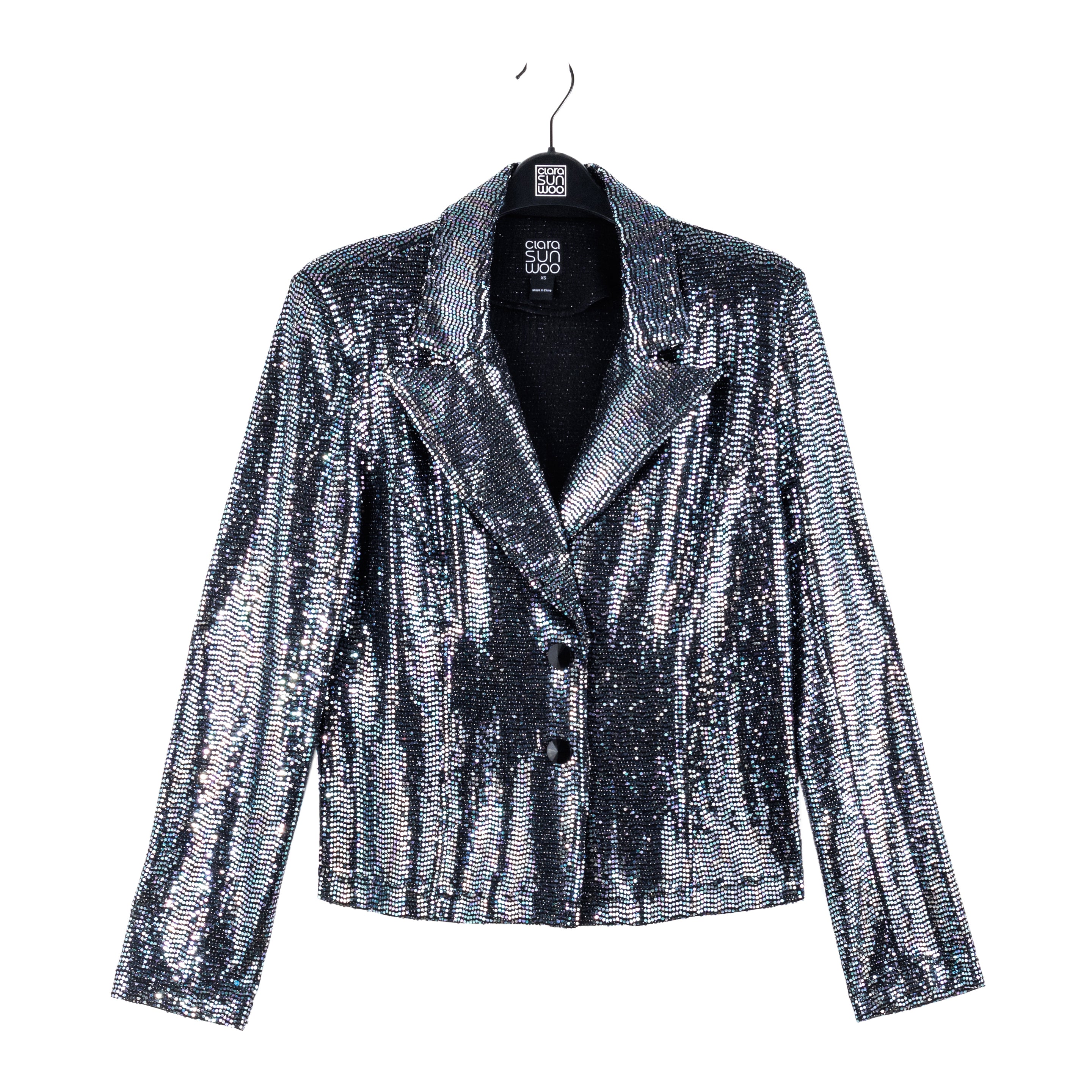 Shimmer Sequin - Modern Button Blazer - Gunmetal - Final Sale – Clara ...