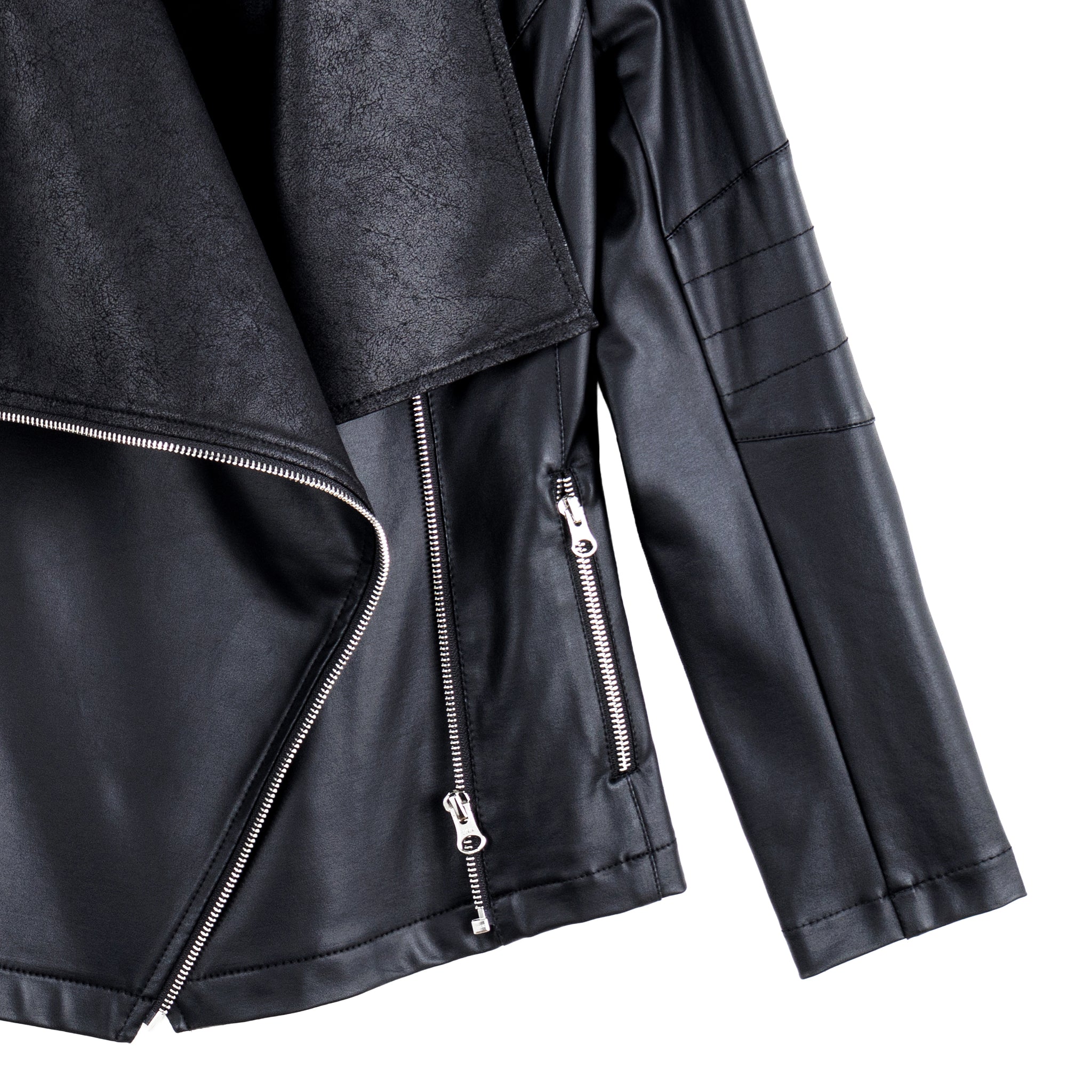 Liquid Leather™ Drape Neck Zip Jacket - Black – Clara Sunwoo