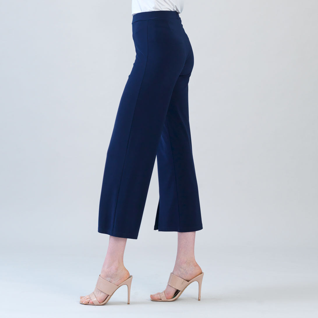 Relaxed Kick Front Slit Ankle Pant - Navy – Clara Sunwoo