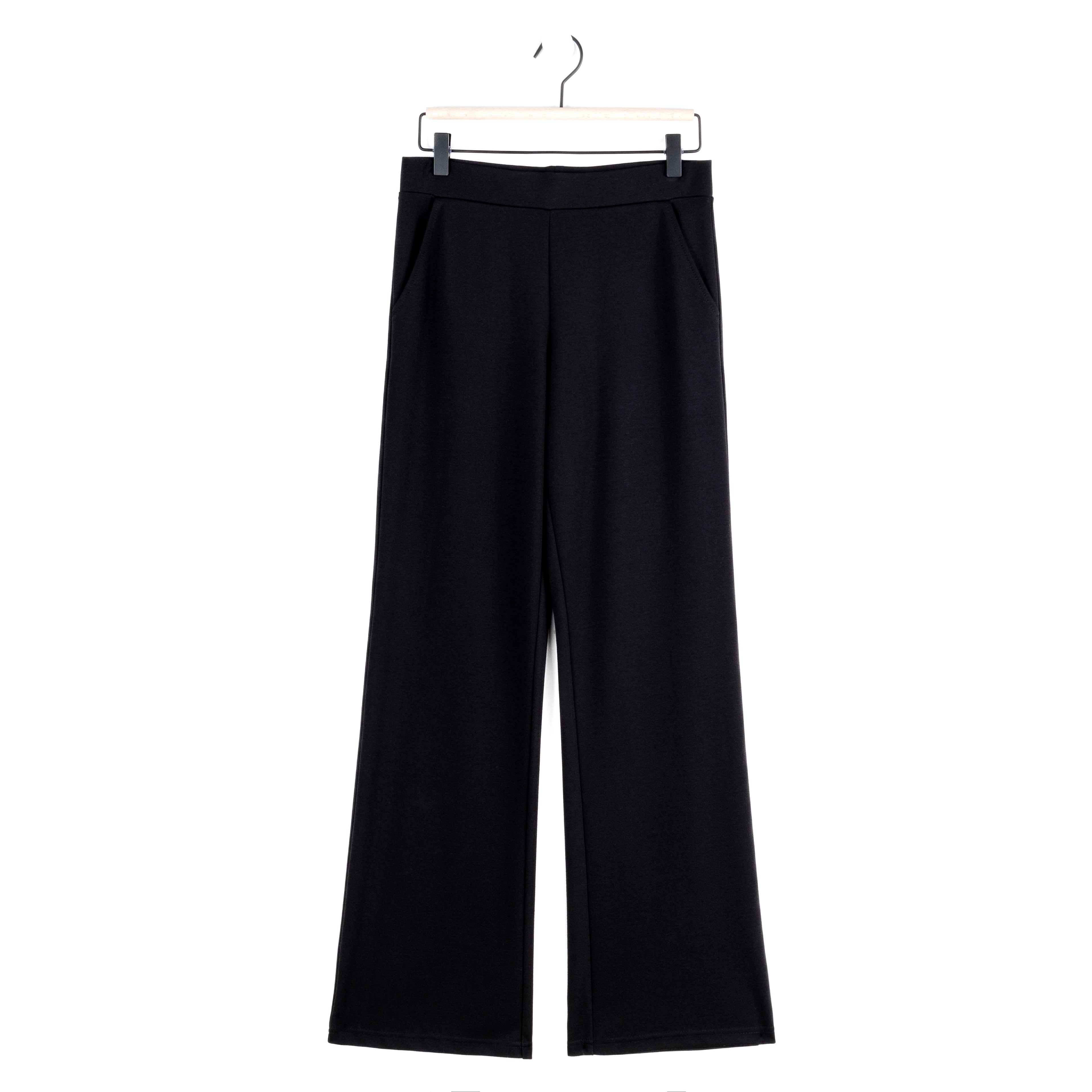 Rayon-Ponte Knit - Loose Leg Pocket Pant - Black – Clara Sunwoo