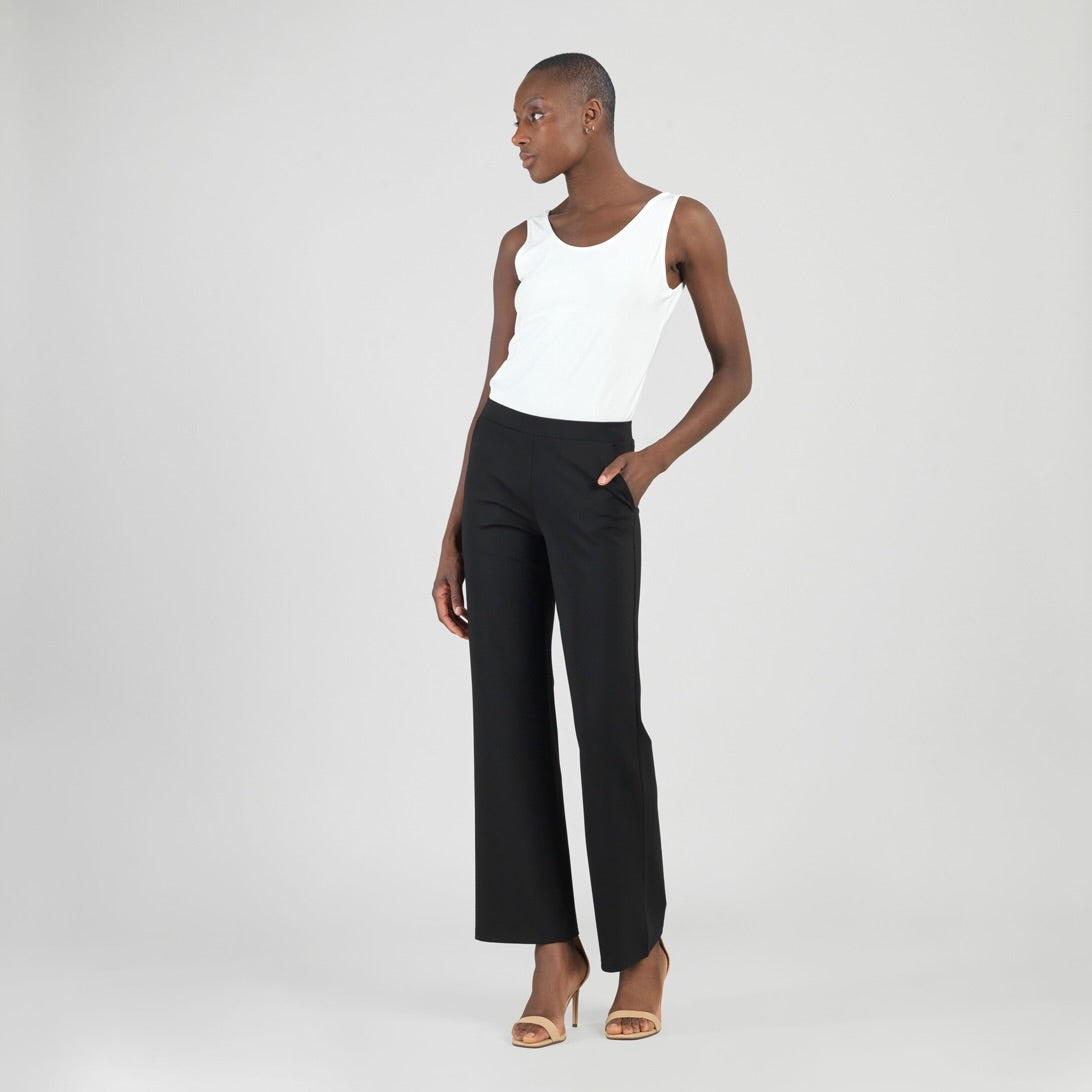 Rayon-Ponte Knit - Loose Leg Pocket Pant - Black – Clara Sunwoo