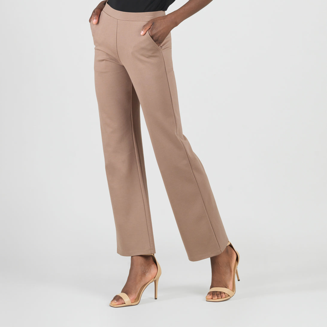 Rayon-Ponte Knit - Loose Leg Pocket Pant - Taupe – Clara Sunwoo