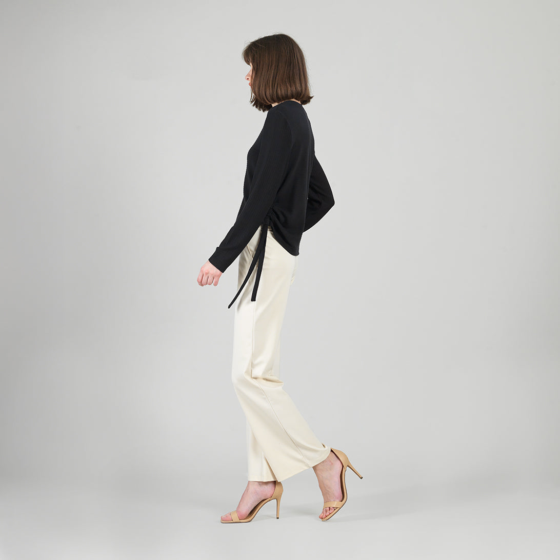 Soft Ribbed - Side Pull-Tie Sweater Top - Black - Final Sale – Clara Sunwoo
