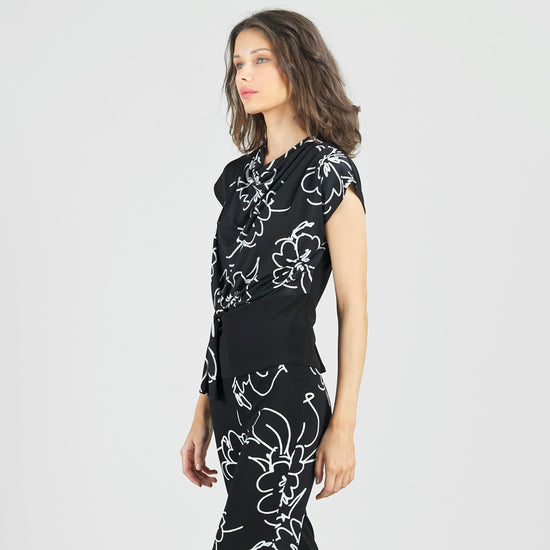 Crepe Knit - Drape Neck Loop Front Top - Blossom Sketch - Final Sale ...