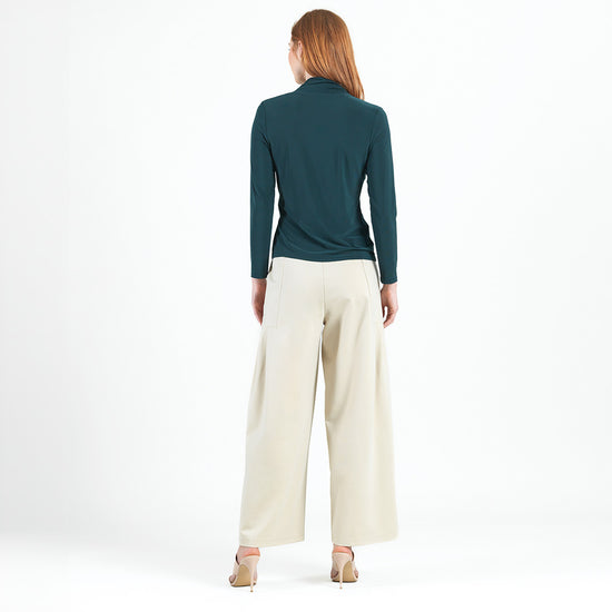 V-Neck Draped Pleat Top - Hunter Green - Final Sale! – Clara Sunwoo