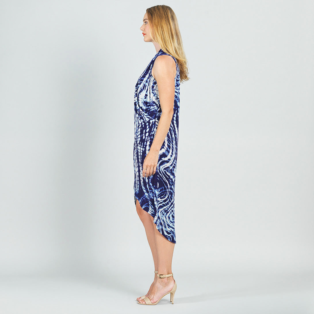 Crepe Knit - Crossover Tulip Hem Dress - Swirl Wave - Final Sale ...