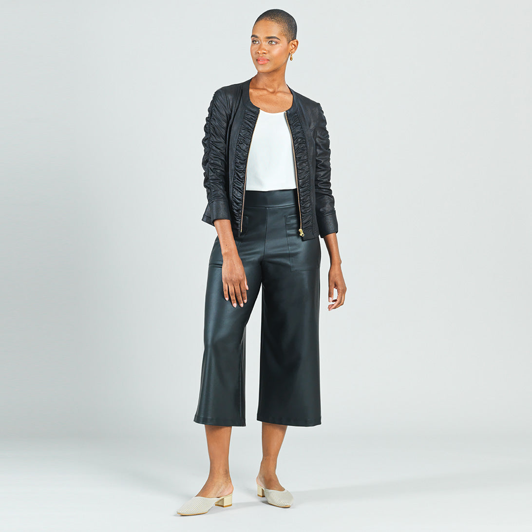 Liquid Leather™ Ruched Detail Jacket - Black – Clara Sunwoo