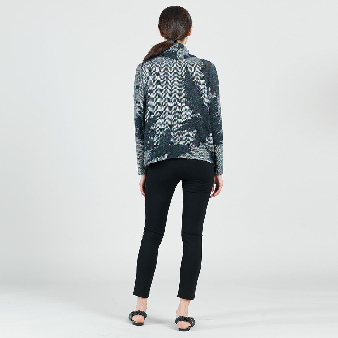 Lightweight Cozy - Banded Hemline Sweater Top - Feather Print - Final ...